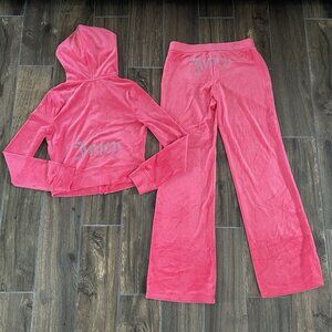 Juicy Couture | Pants & Jumpsuits | Nwt Juicy Couture Big Bling Velour Tracksuit Small Bubblegum ...